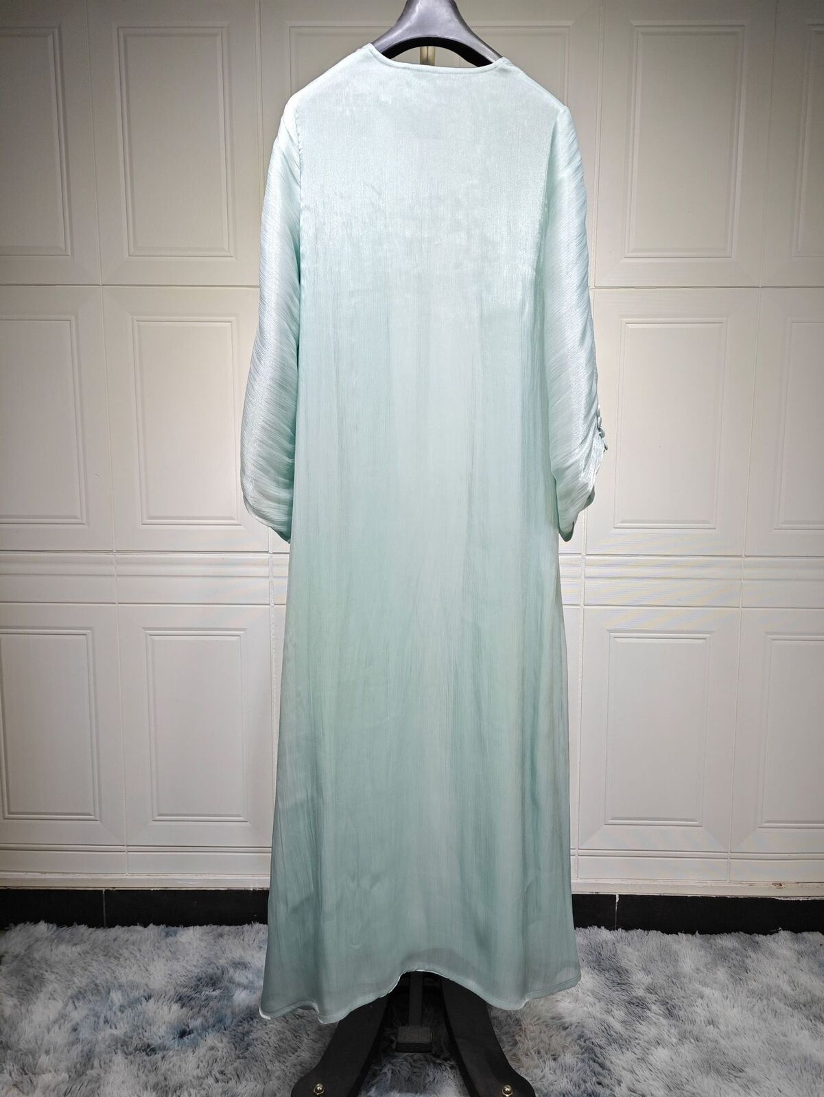 Dubai Satin Open Front Cardigan Abaya Muslim Women Kimono Dress Islamic ...