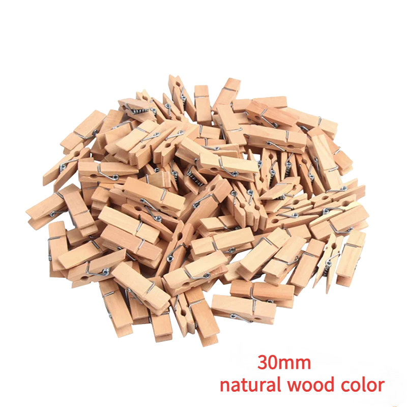 50pcs Mini Natural Wooden Pegs Cloth Crafts Cards Hanging Photo Clips ...