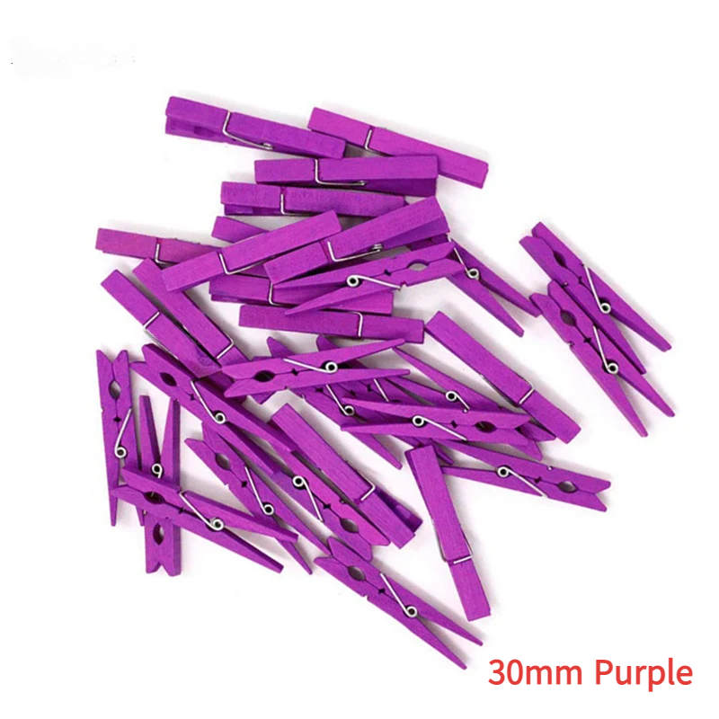50pcs Mini Natural Wooden Pegs Cloth Crafts Cards Hanging Photo Clips ...