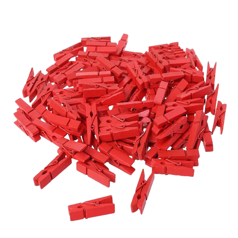 50pcs Mini Natural Wooden Pegs Cloth Crafts Cards Hanging Photo Clips ...