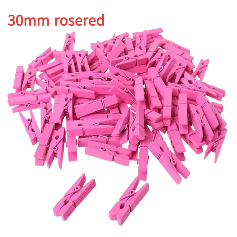 50pcs Mini Natural Wooden Pegs Cloth Crafts Cards Hanging Photo Clips ...