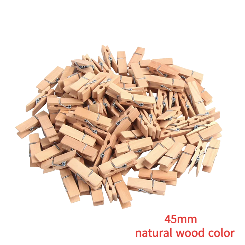 50pcs Mini Natural Wooden Pegs Cloth Crafts Cards Hanging Photo Clips ...
