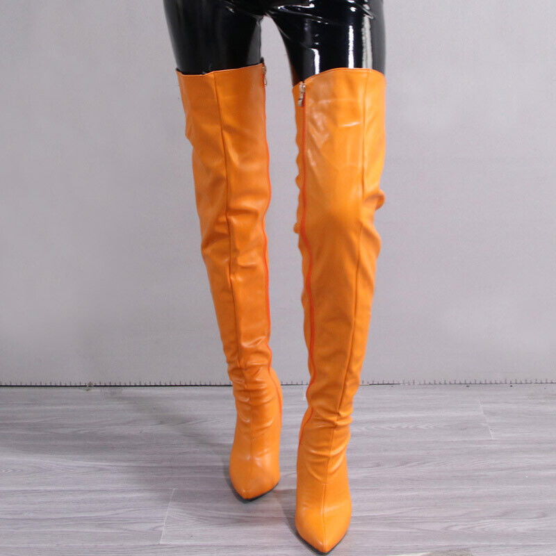 Women Party Stiletto Heels Shoes Pointed Toe Over The Knee Thigh High ...