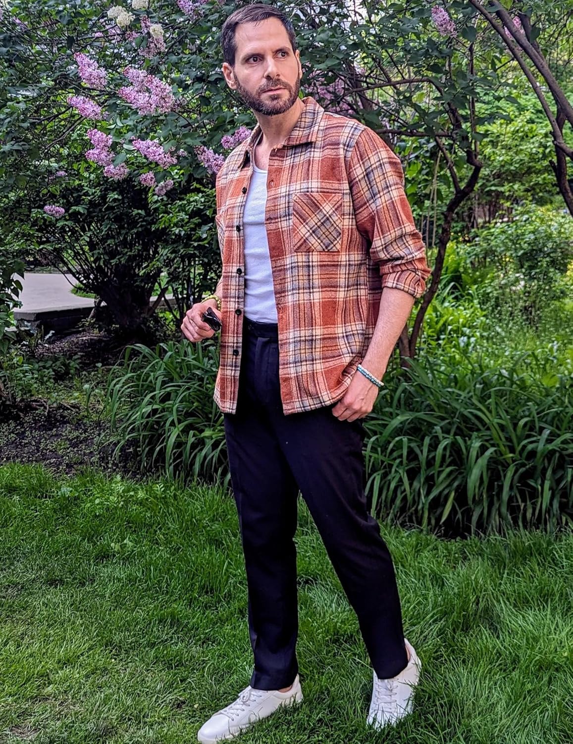 Men's Flannel Shirts Casual Button Down Plaid Shirt Jacket Shacket with ...