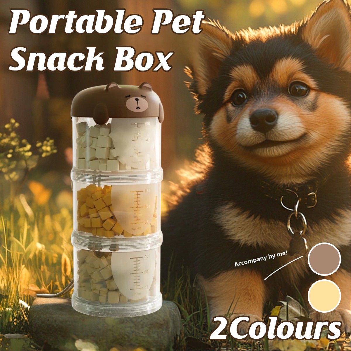3-Tier Portable Pet Travel Set Grain Storage Water Cup Snack Bucket for ...